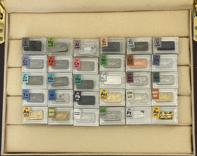 30 Metal Ingots Each in a Labeled Periodic Element Tile in Luxury ...