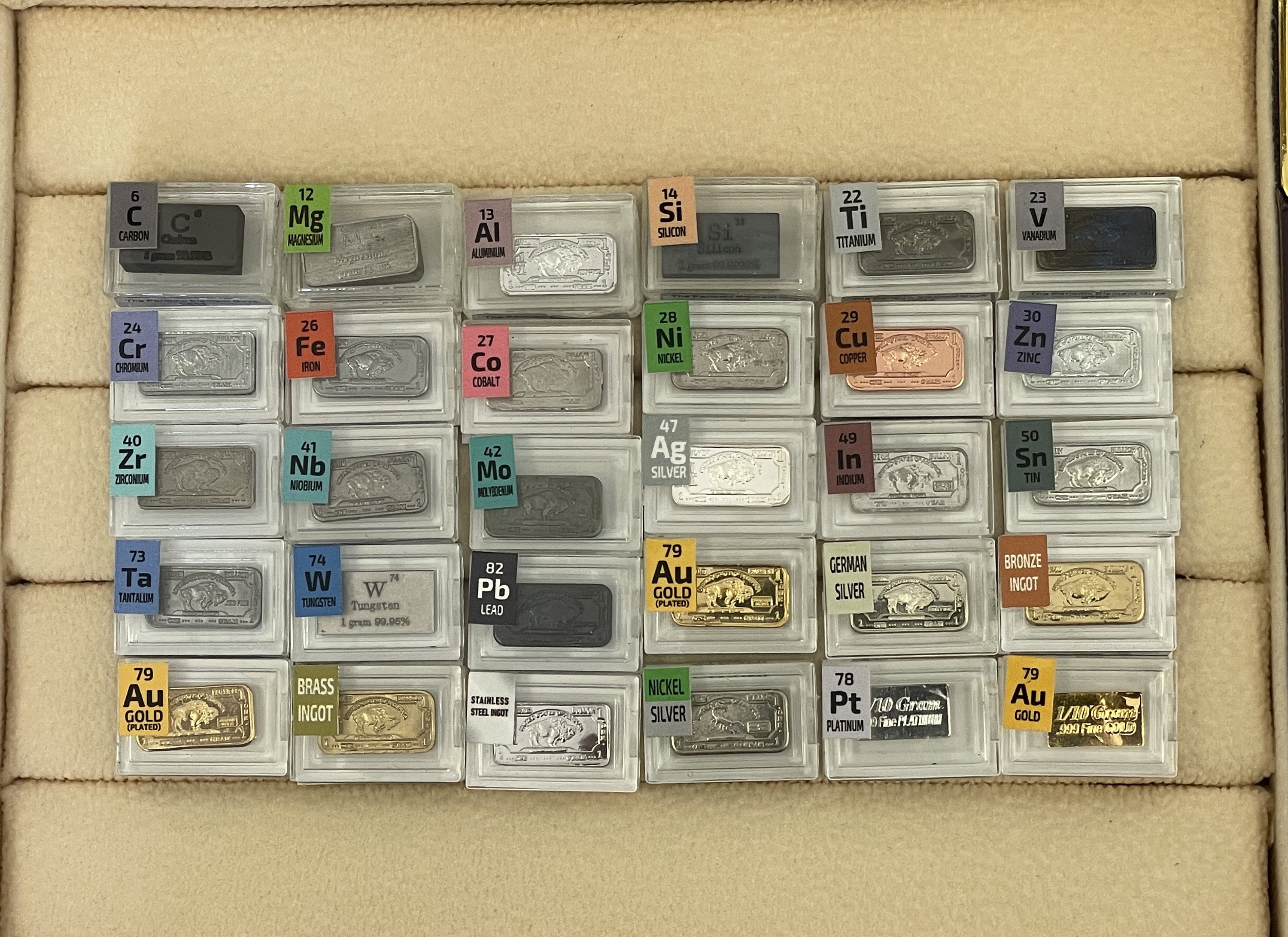 30 Metal Ingots Each in a Labeled Periodic Element Tile in Luxury ...