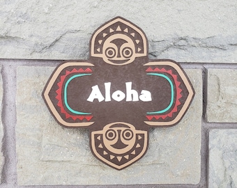 Polynesian Themed Tiki Aloha Sign / Plaque Disney Polynesian Inspired ...