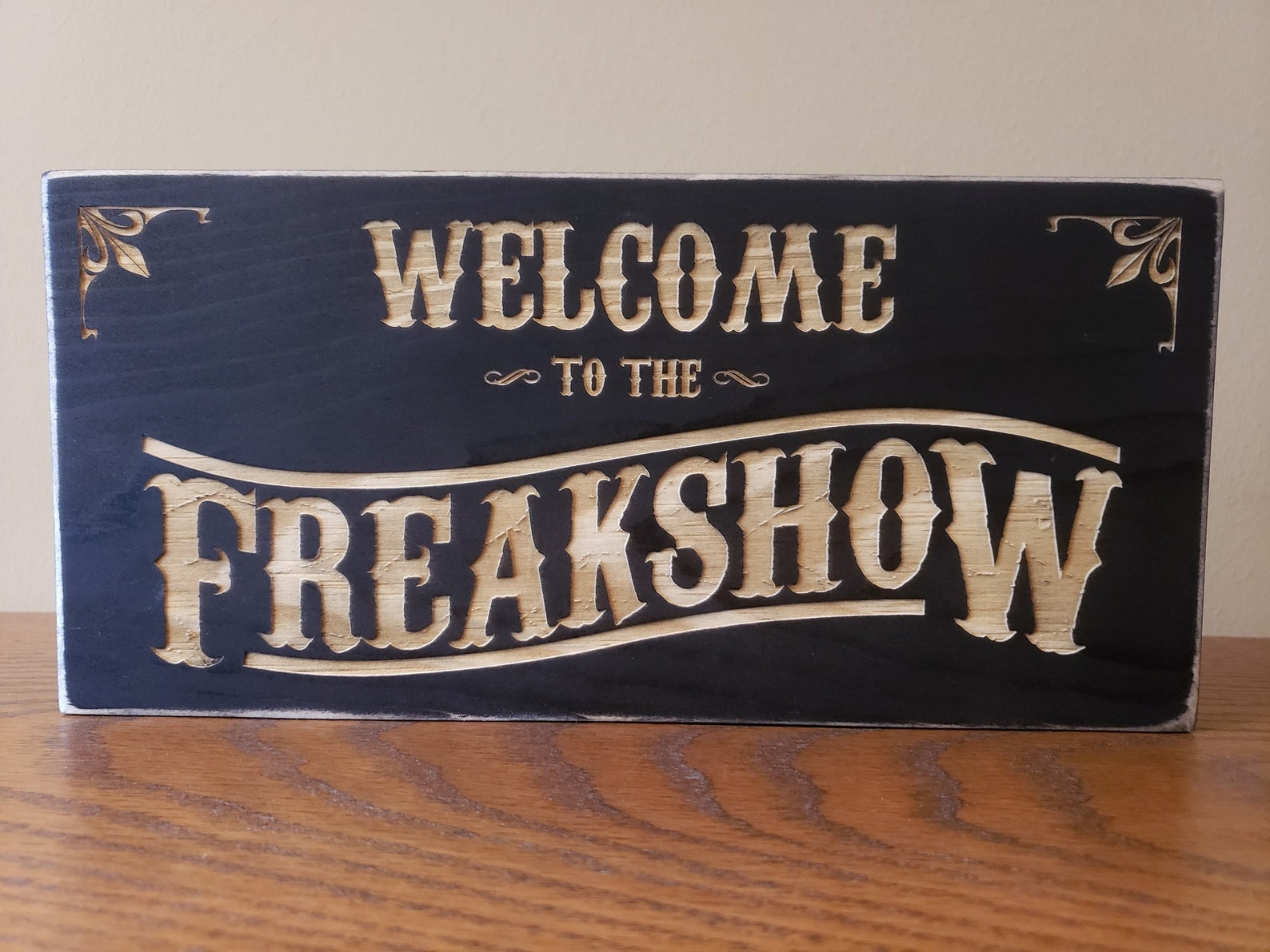 Welcome to the Freakshow Vintage Wooden Door Sign - Etsy