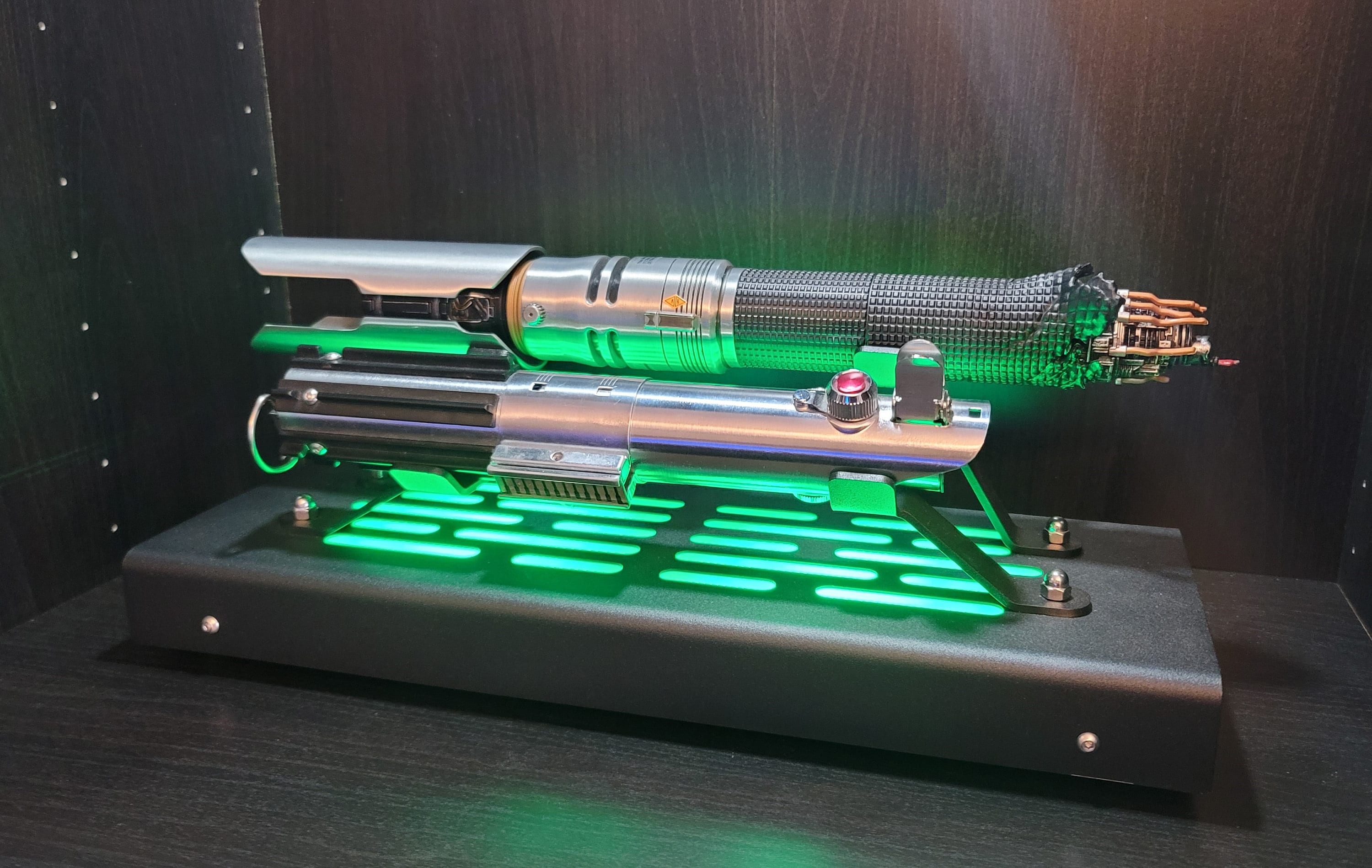 Lightsaber Display Stand With Rear Jack LED Lights Textured Black ...
