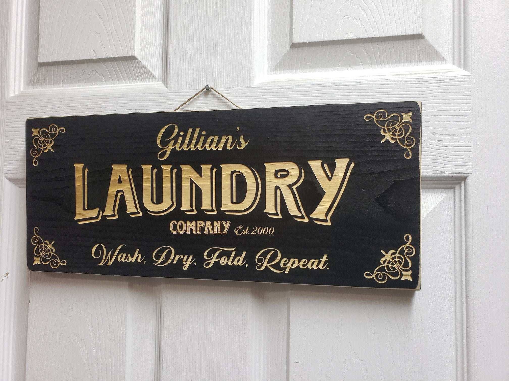 Customizable Laundry Room Wood Door Sign Wash Dry Fold Repeat - Etsy