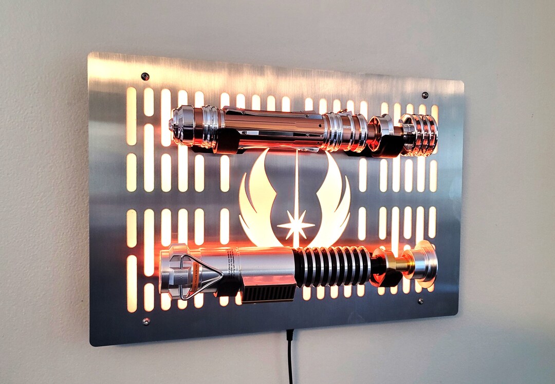Double Lightsaber Wallmount Display With Logo Cutout Stainless Finish ...