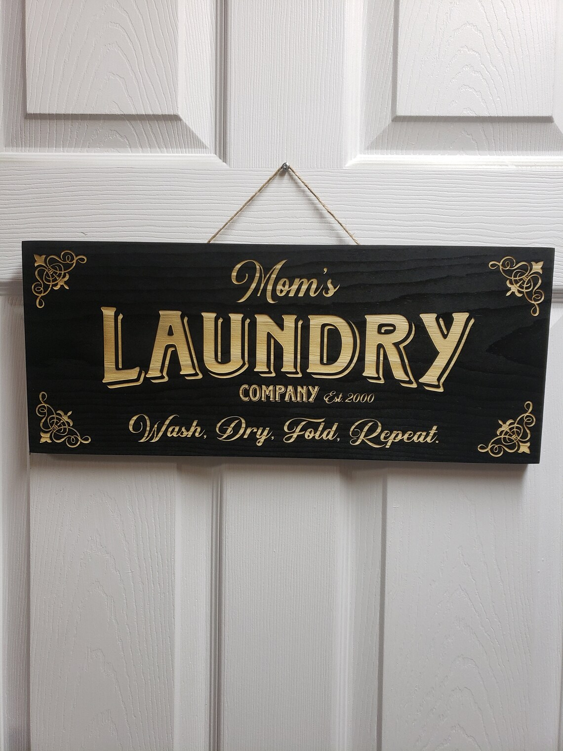 Customizable Laundry Room Wood Door Sign Wash Dry Fold Repeat - Etsy