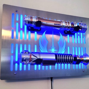 Double Lightsaber Wallmount Display With Logo Cutout Stainless Finish ...