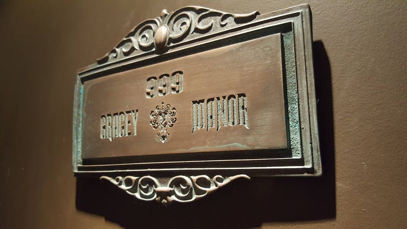 Personalized Haunted Mansion Themed Address Plaque Sign ANTIQUE FINISH ...