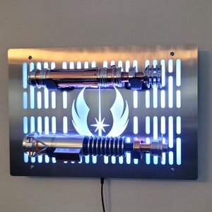 Double Lightsaber Wallmount Display With Logo Cutout Stainless Finish ...