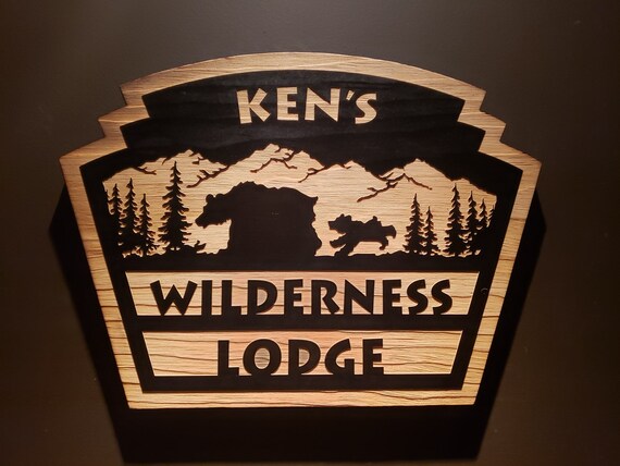 Customized wilderness lodge wood sign | Etsy