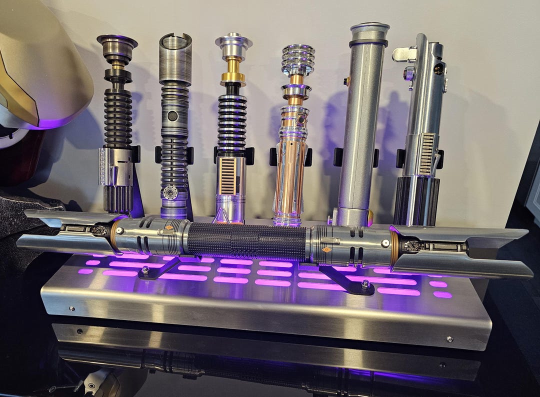 Star Wars 7 Lightsaber Vertical and Horizontal Display Stand With LED ...