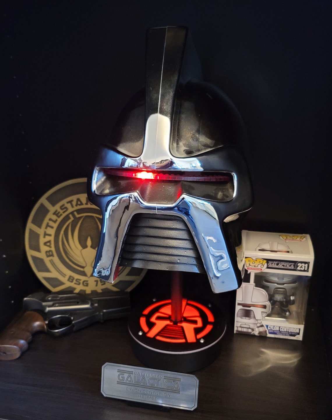 Battlestar Galactica Helmet Display Stand Black Finish Cylon Centurion ...