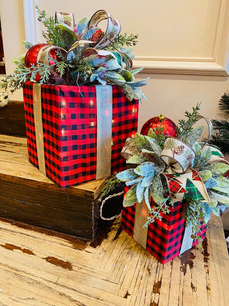 Christmas Centerpiece, Lighted Christmas Boxes, Lighted Christmas ...