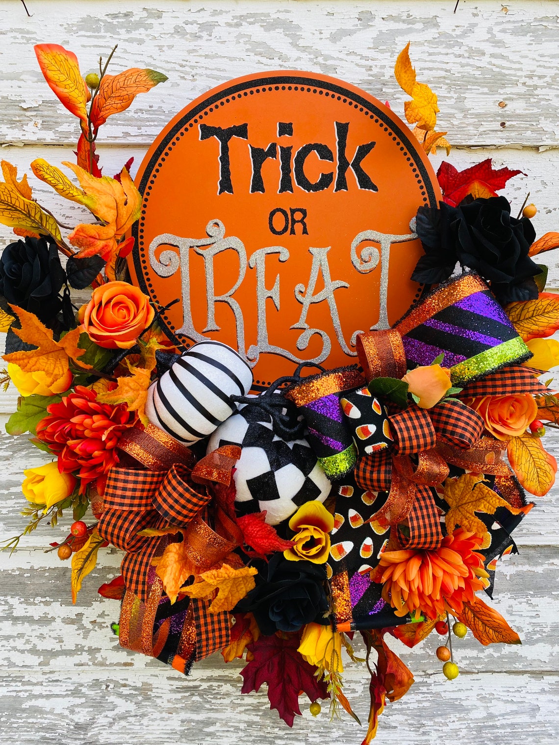 Halloween Wreath Trick or Treat Wreath Fall Wreath - Etsy