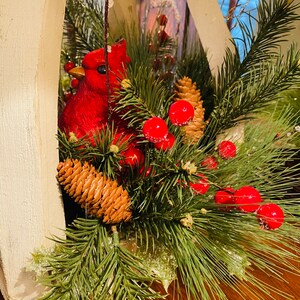 Cardinal Lantern Arrangement, Red Cardinal Centerpiece, Rustic Cardinal ...