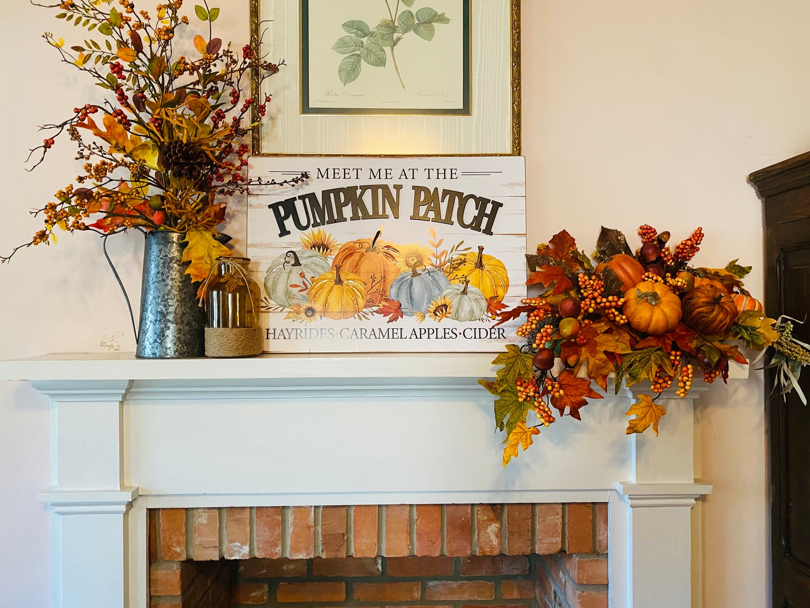Fall Mantle Decor, Fall Mantle Sign, Fall Mantle Swag, Fall Mantle ...