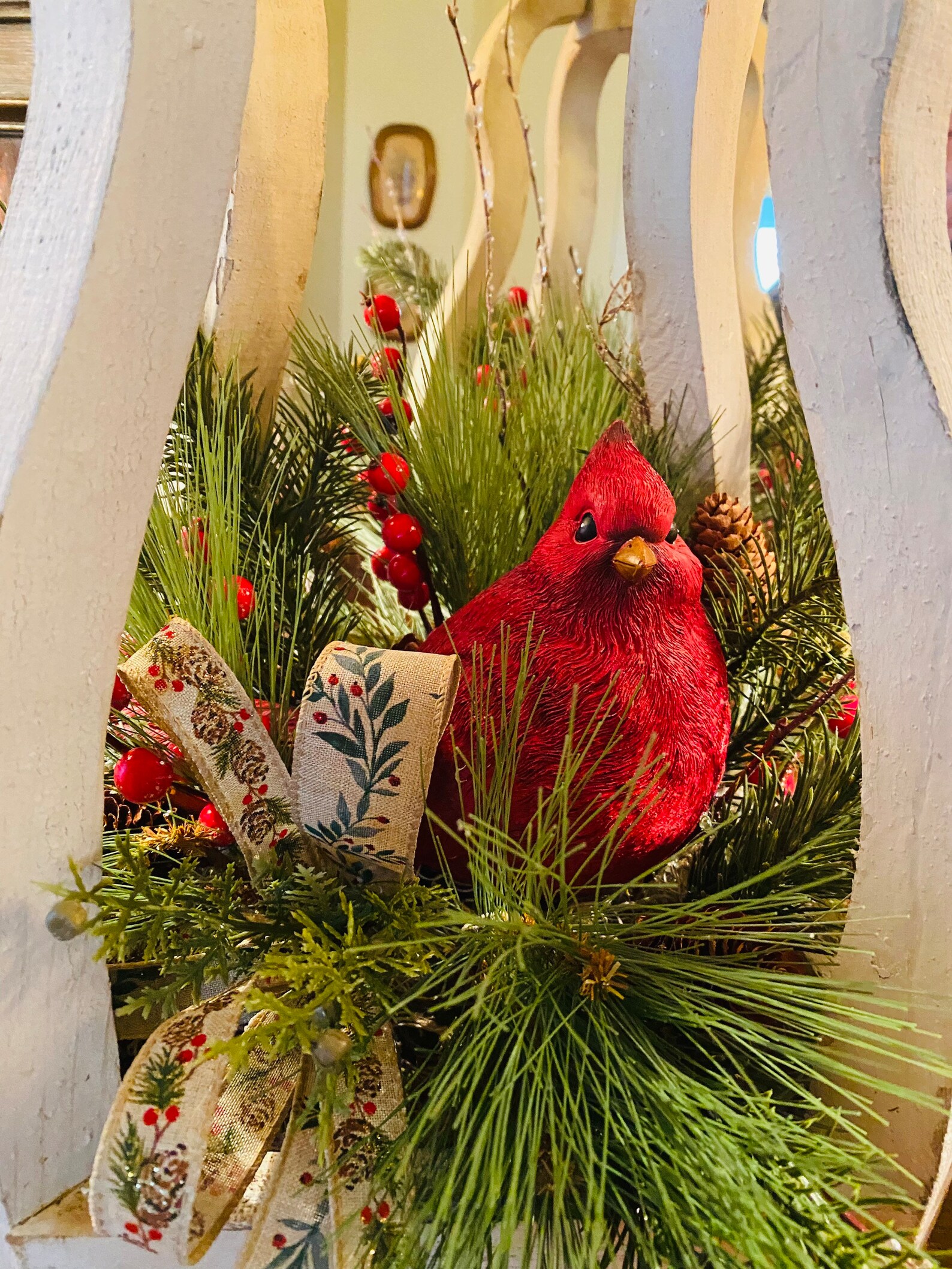 Cardinal Lantern Arrangement Red Cardinal Centerpiece Rustic - Etsy