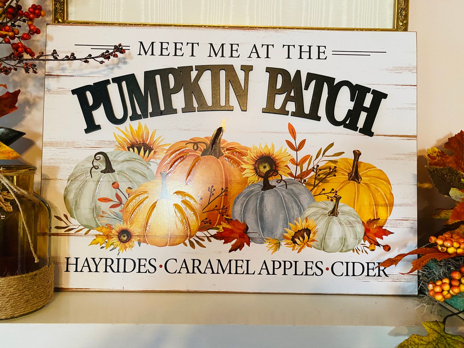 Fall Mantle Decor, Fall Mantle Sign, Fall Mantle Swag, Fall Mantle ...