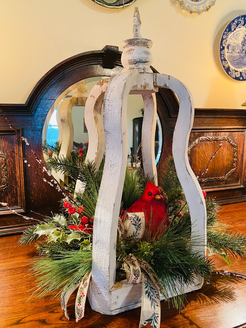 Cardinal Lantern Arrangement Red Cardinal Centerpiece Rustic - Etsy