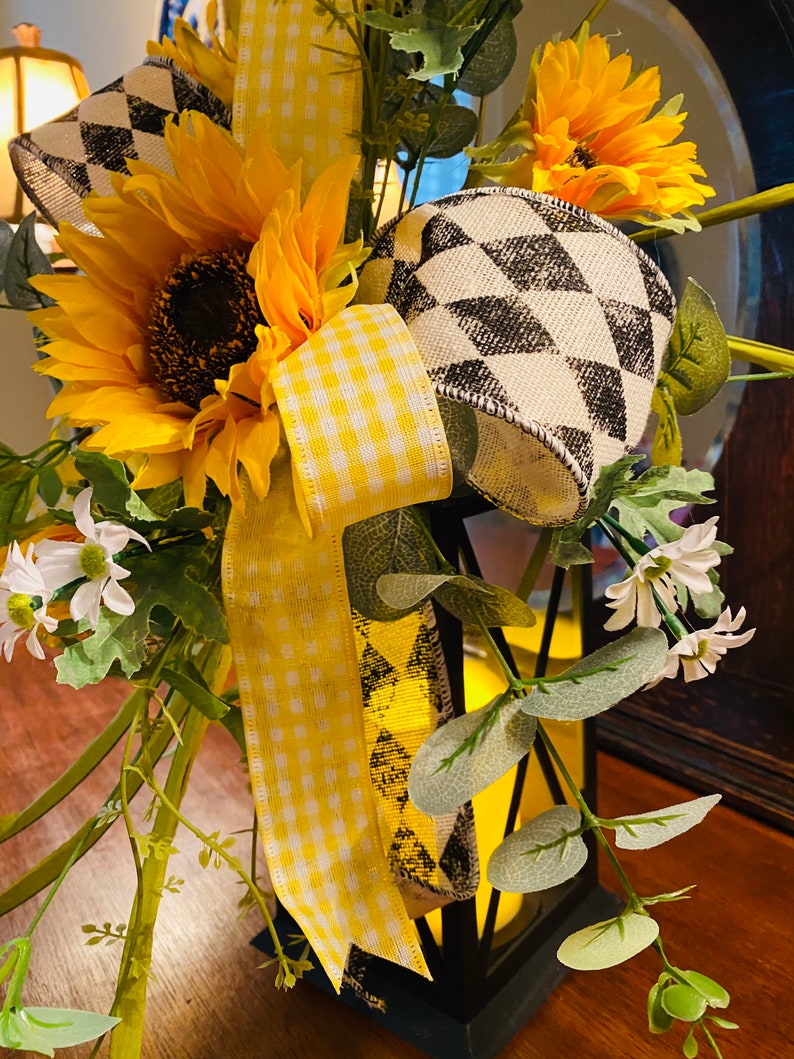 Sunflower Lantern Swag, Battery Operated Lantern, Sunflower Lantern ...