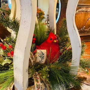Cardinal Lantern Arrangement, Red Cardinal Centerpiece, Rustic Cardinal ...