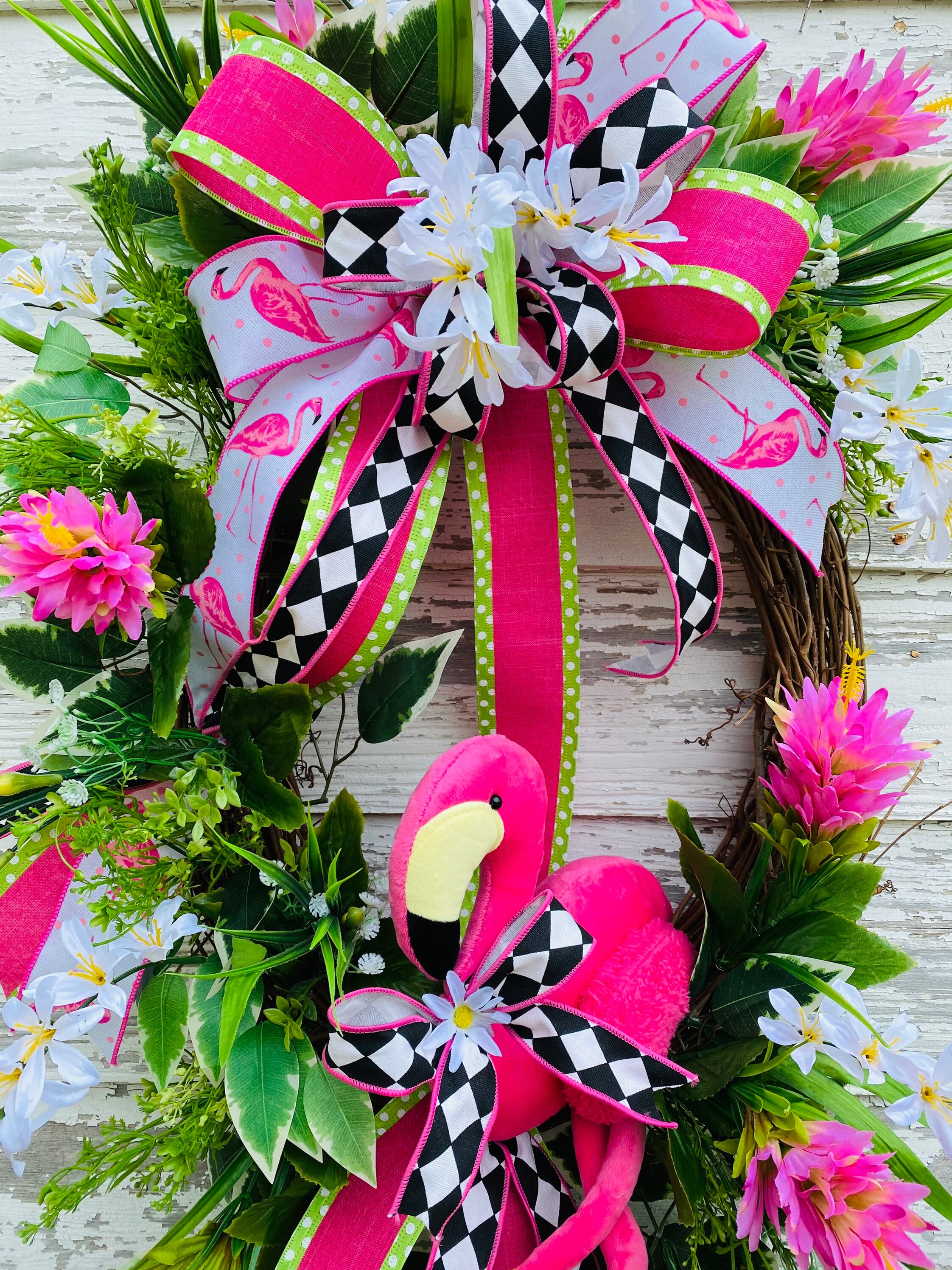 Pink Flamingo Wreath Pink Flamingo Swag Pink Flamingo Decor - Etsy