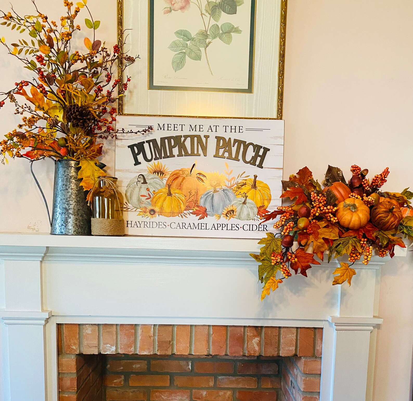 Fall Mantle Decor, Fall Mantle Sign, Fall Mantle Swag, Fall Mantle ...