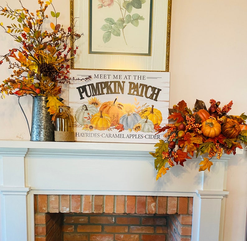 Fall Mantle Decor, Fall Mantle Sign, Fall Mantle Swag, Fall Mantle ...
