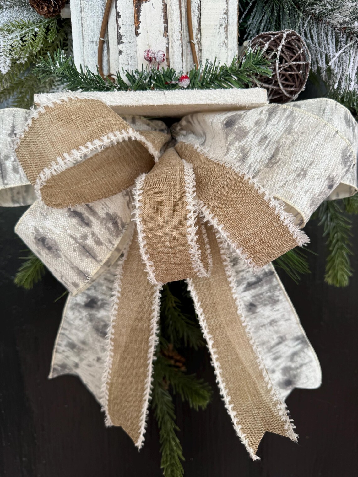 Winter Church Swag, Winter Lighted Church Wreath, Rustic Front Door ...