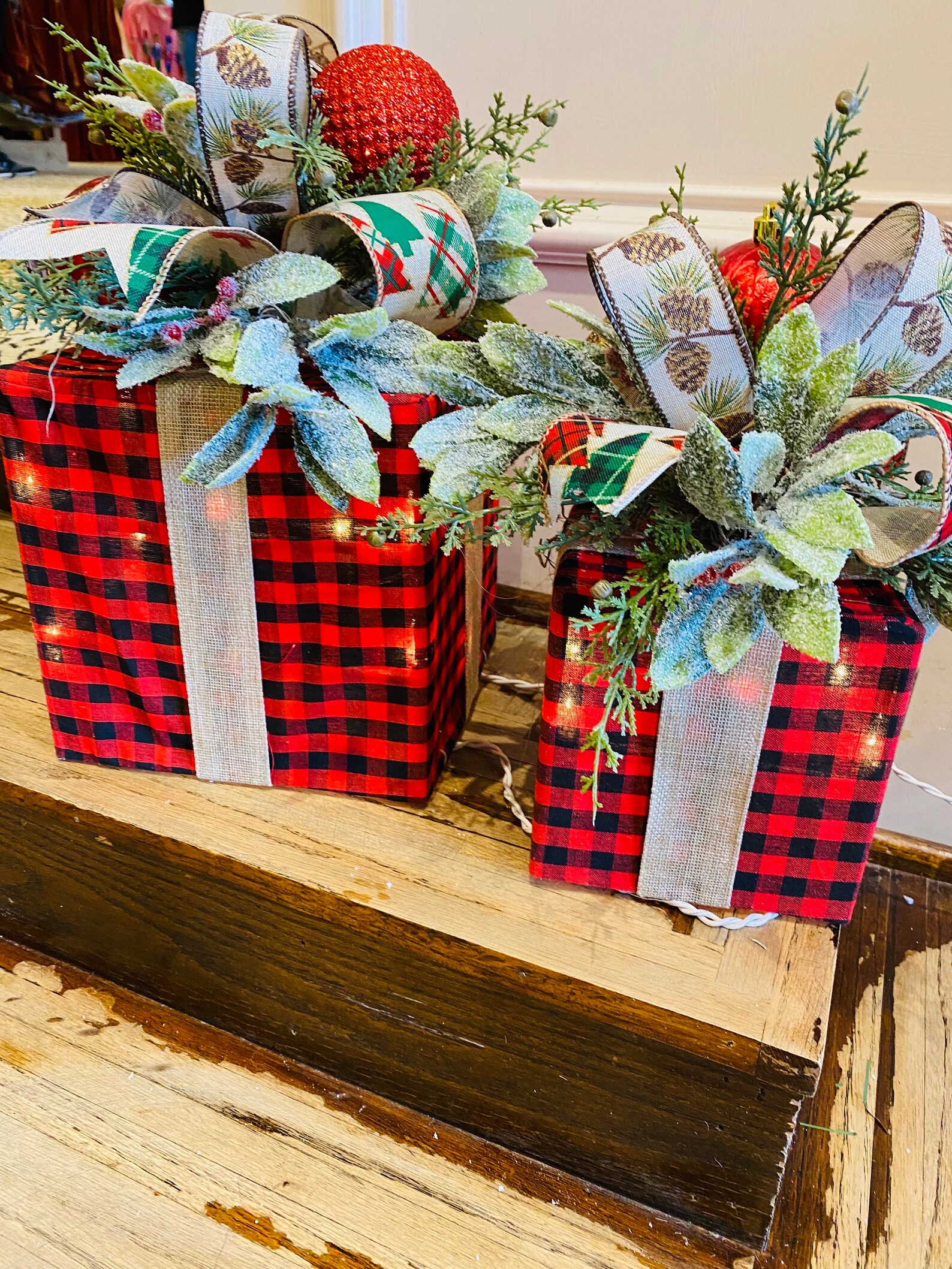 Christmas Centerpiece, Lighted Christmas Boxes, Lighted Christmas ...