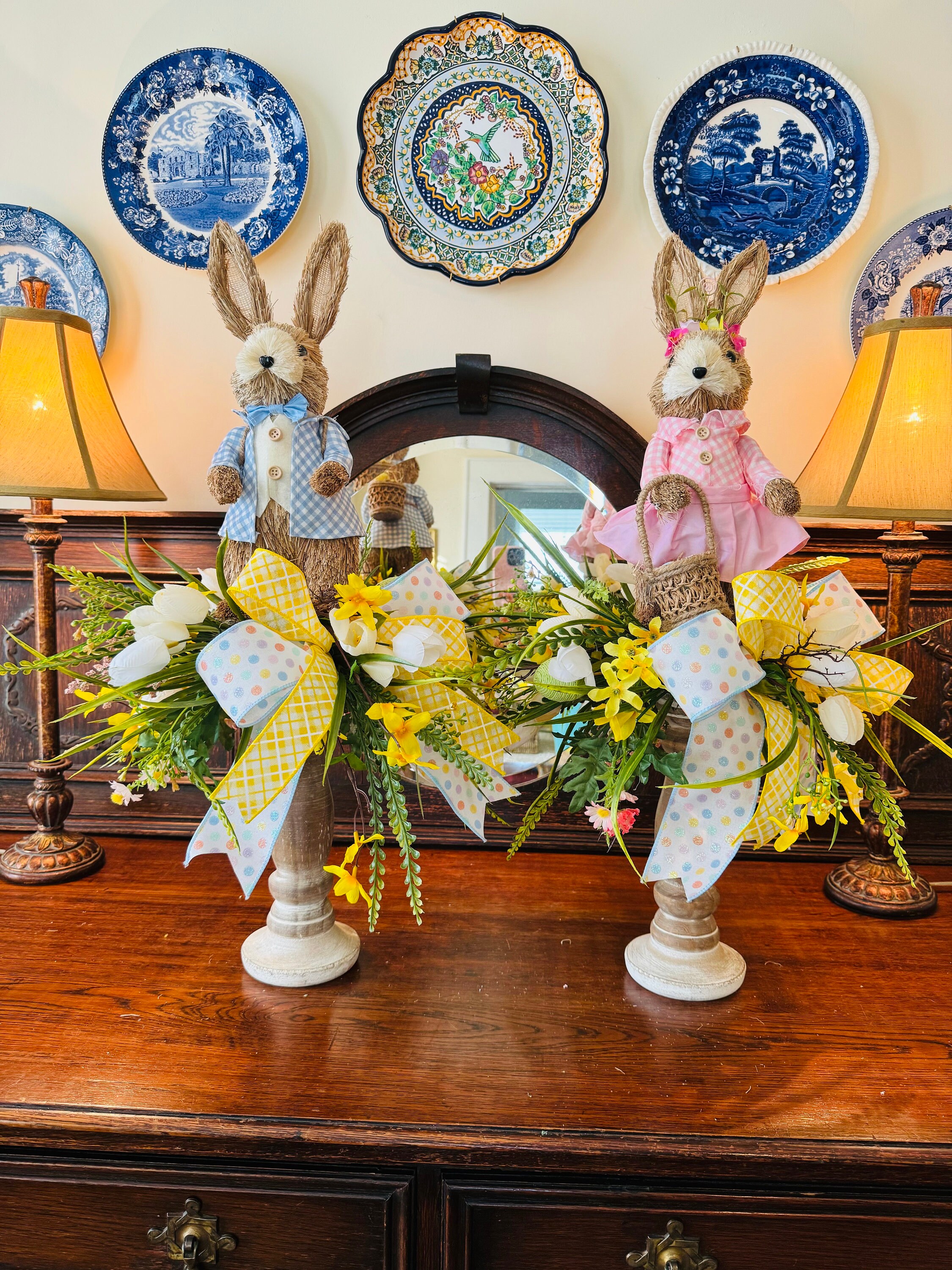 Easter Bunny Candlesticks, Spring Candlesticks, Easter Candlestick ...