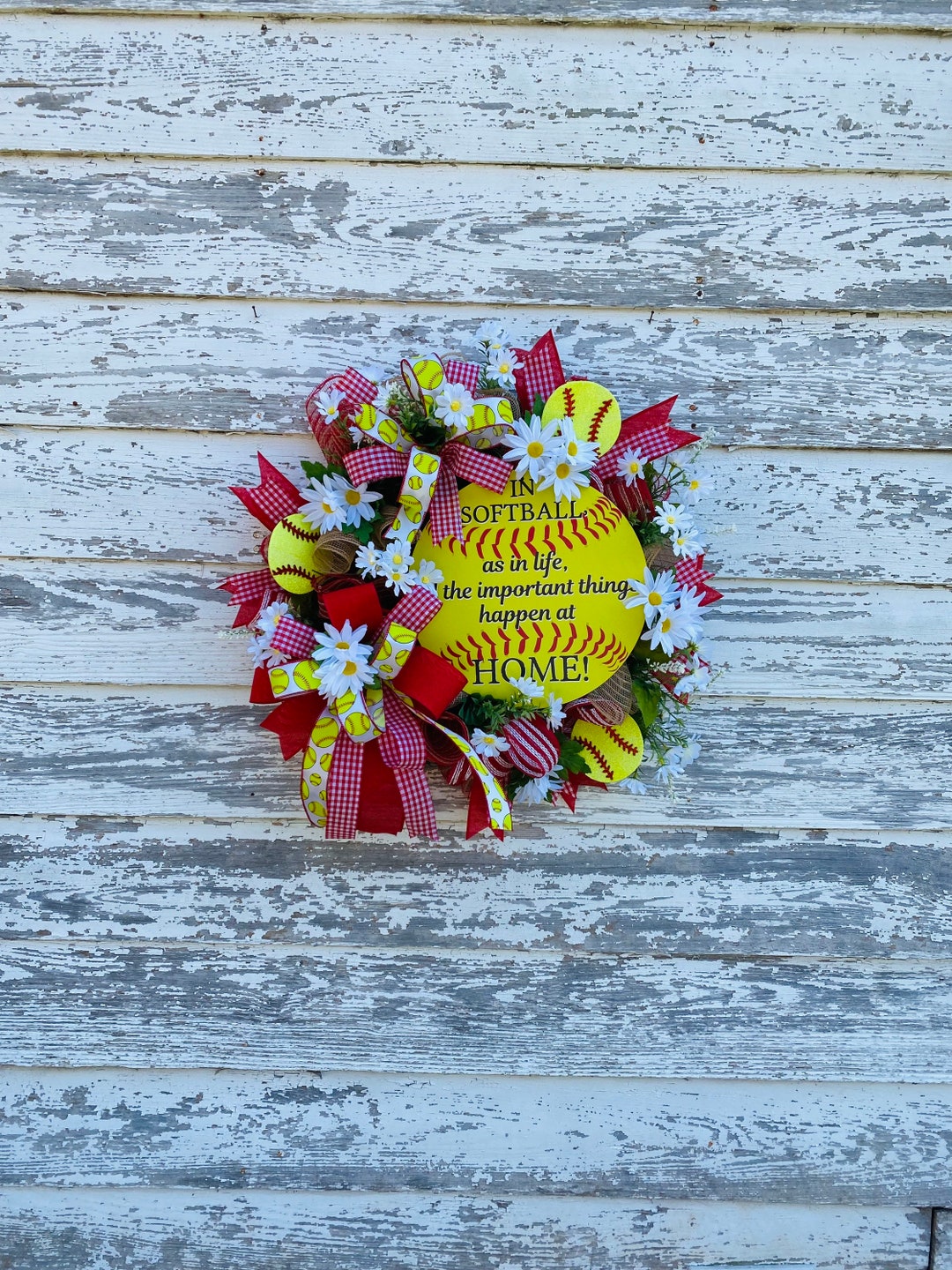 Softball Wreath, Softball Decor, Spring Softball Wreath, Softball Front ...