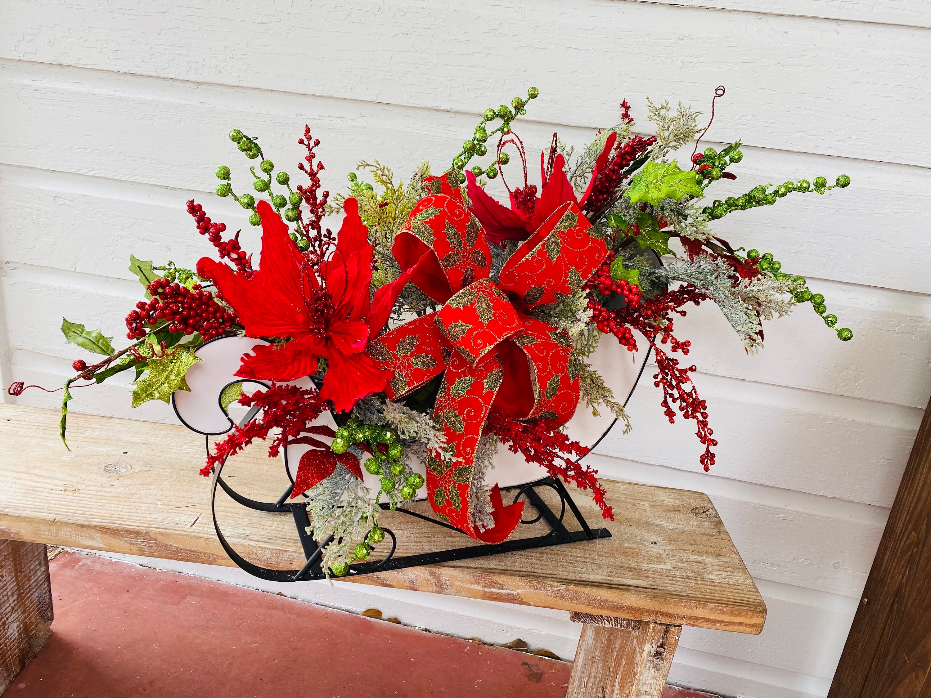 Christmas Sleigh XL Sleigh Decor Christmas Home Decor Red - Etsy