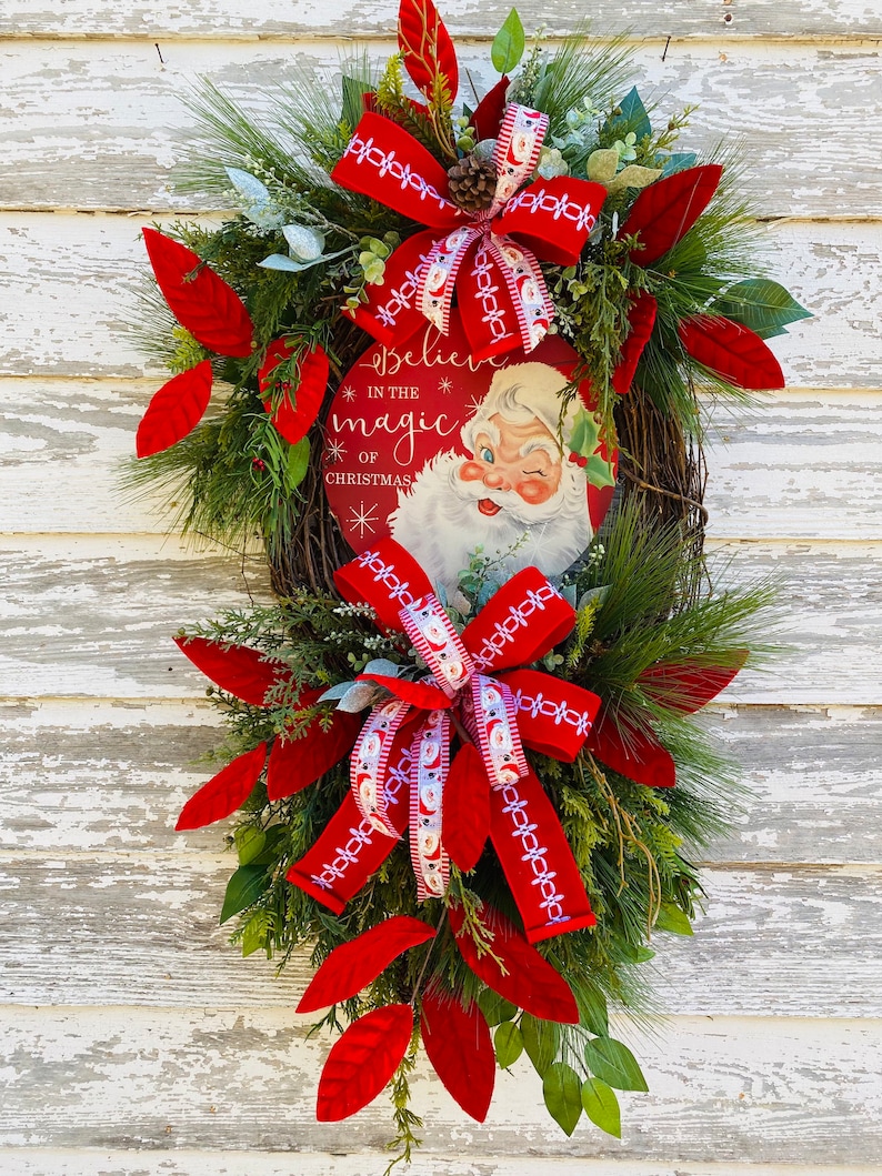 Santa Christmas Wreath Santa Claus Christmas Wreath Santa - Etsy