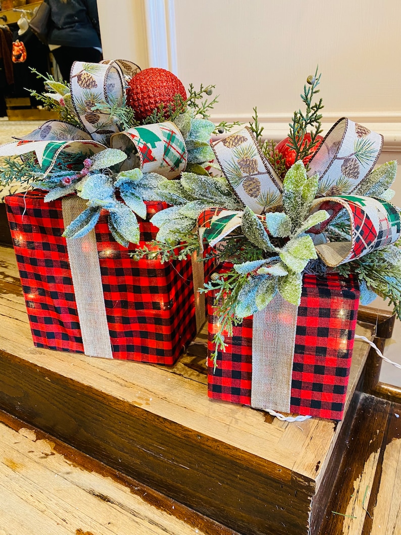 Christmas Centerpiece, Lighted Christmas Boxes, Lighted Christmas ...