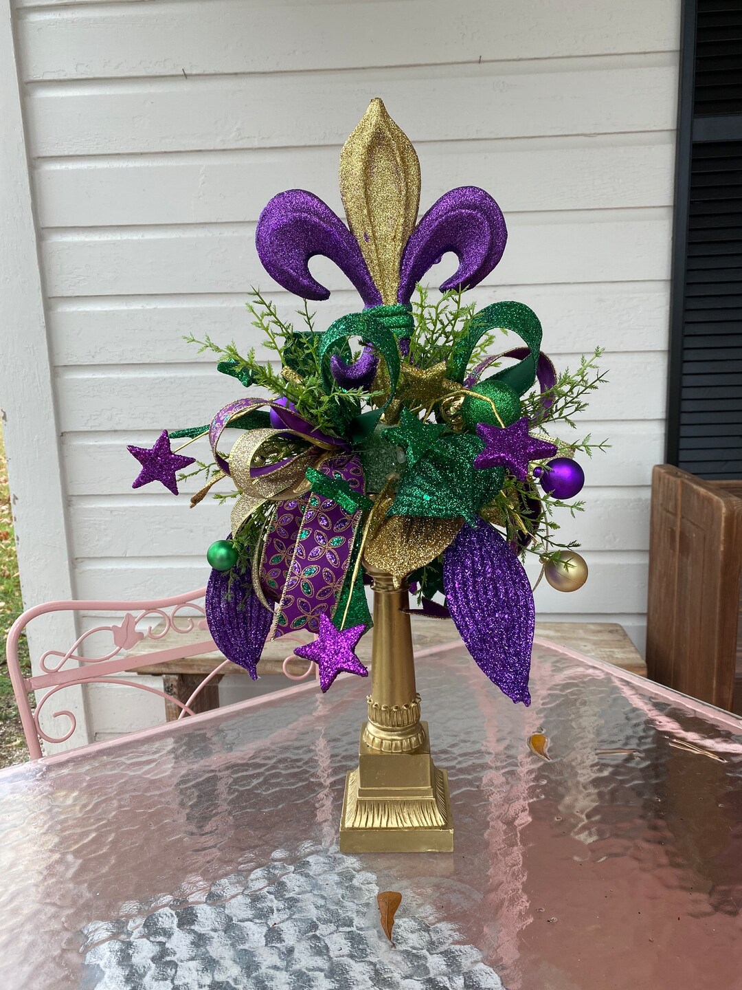 Mardi Gras Centerpiece, Mardi Gras Tabletop Candleholder Arrangement ...