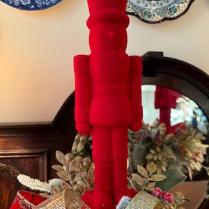Christmas Centerpieces, Red Flocked Nutcracker Candlestick Arrangements ...