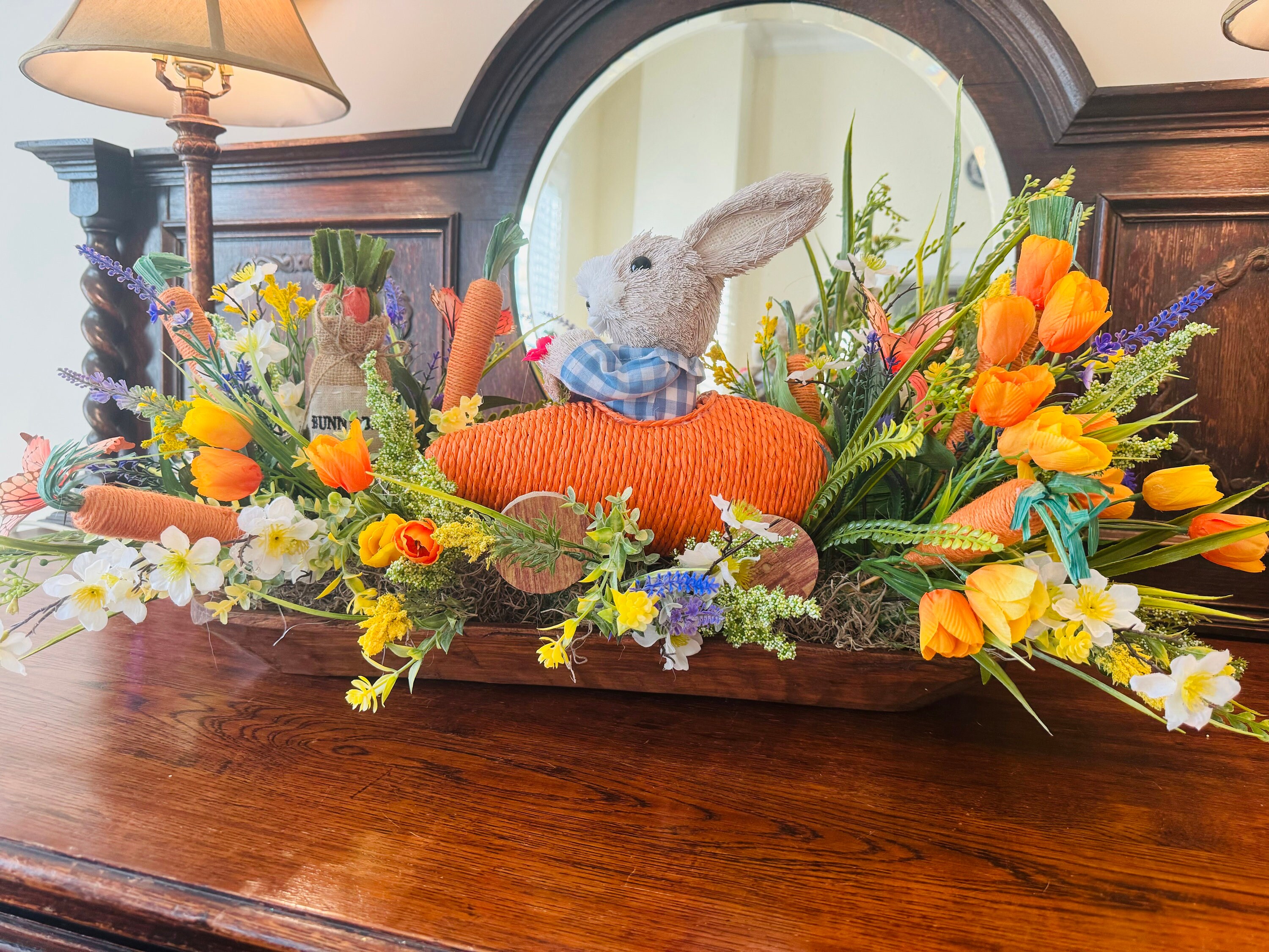 Easter Dough Bowl Centerpiece, Easter Bunny Tabletop Arrangement ...