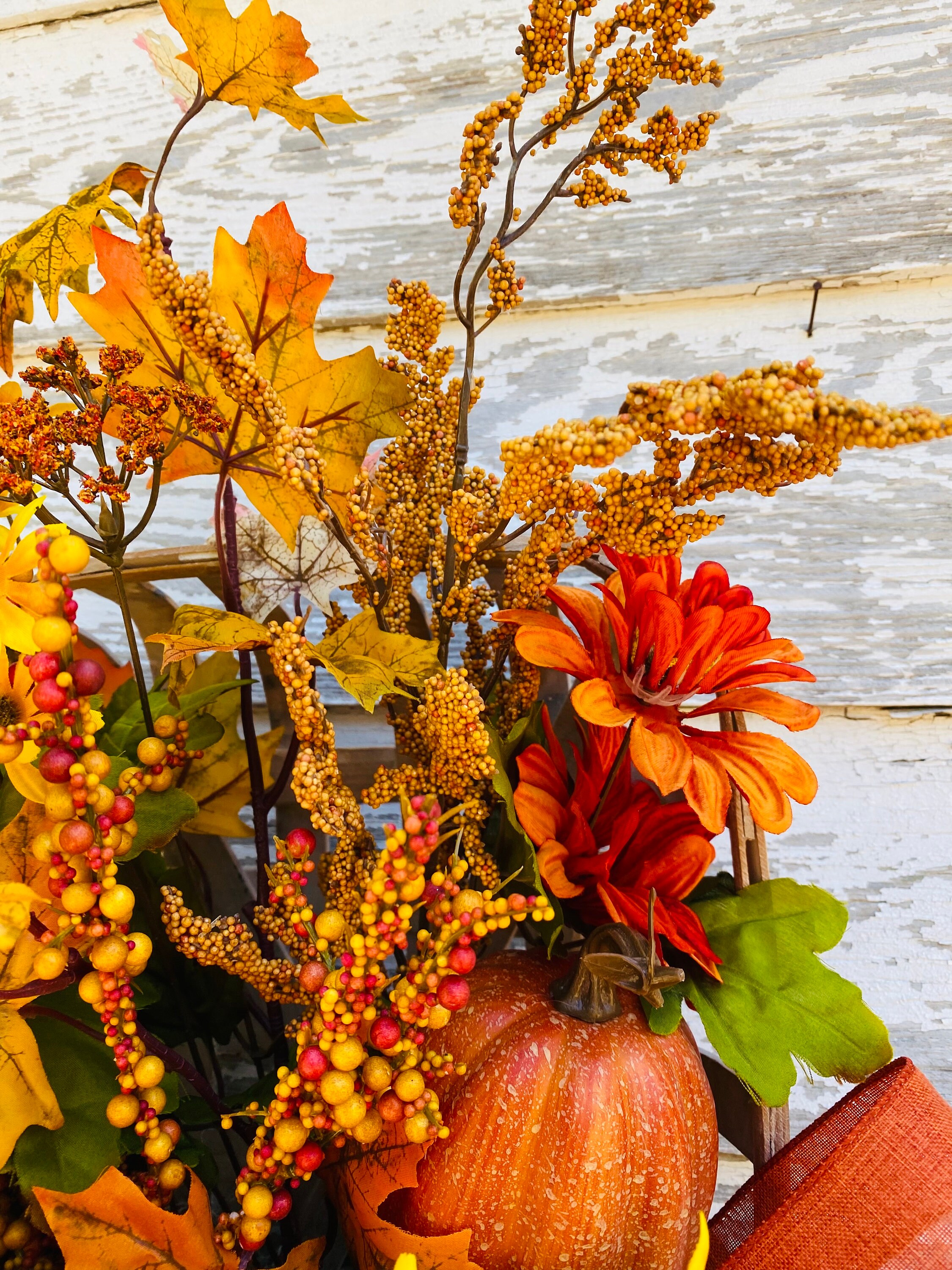 Fall Tobacco Basket Wreath, Fall Farmhouse Basket Wreath, Fall Decor ...