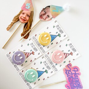 Party Hat Cookie Card Printable, 3.5x5, Smiley Face Birthday Cookies ...