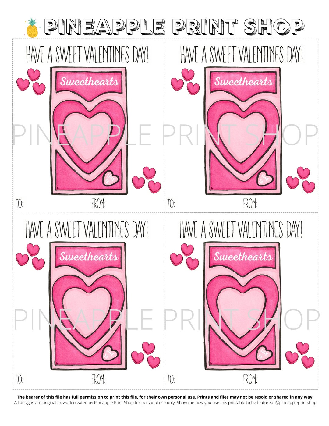 Sweethearts Box Printable Valentine, Digital Vday Gift, Kids Valentine ...