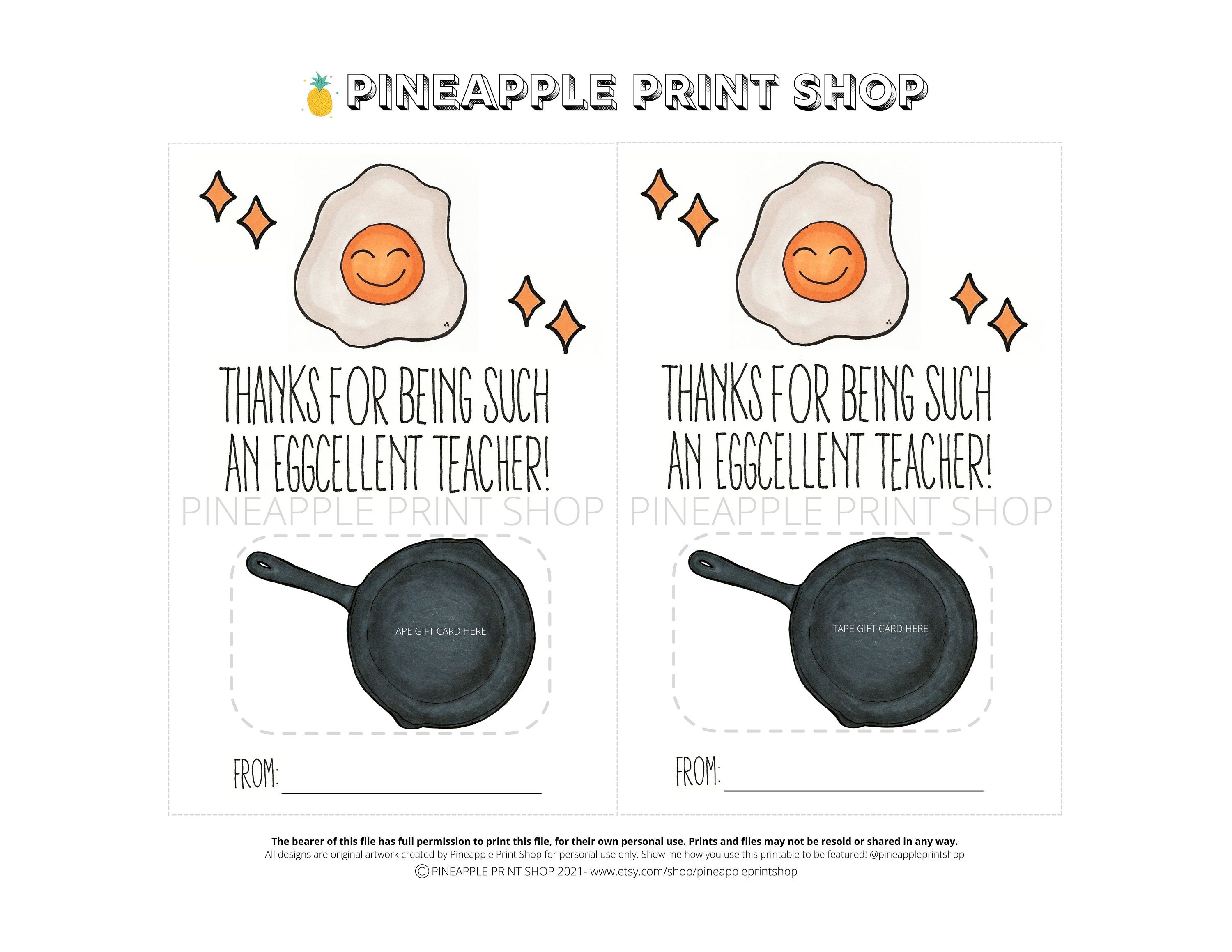 Thanks for Being an Eggcellent Teacher Gift Card Printable, Brunch ...