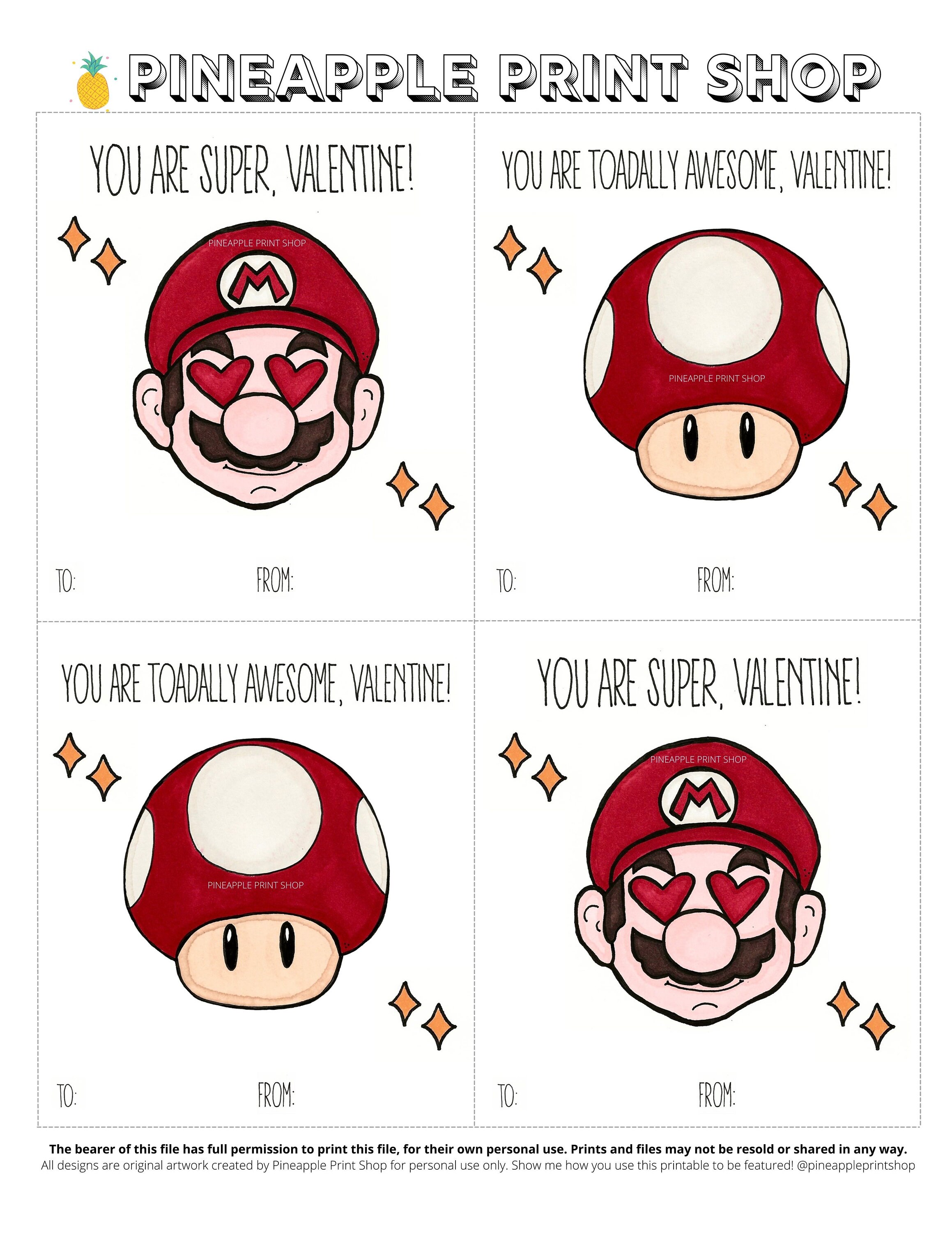 Super Mario Valentine's Day Printable Cards, Toadally Awesome Vday ...