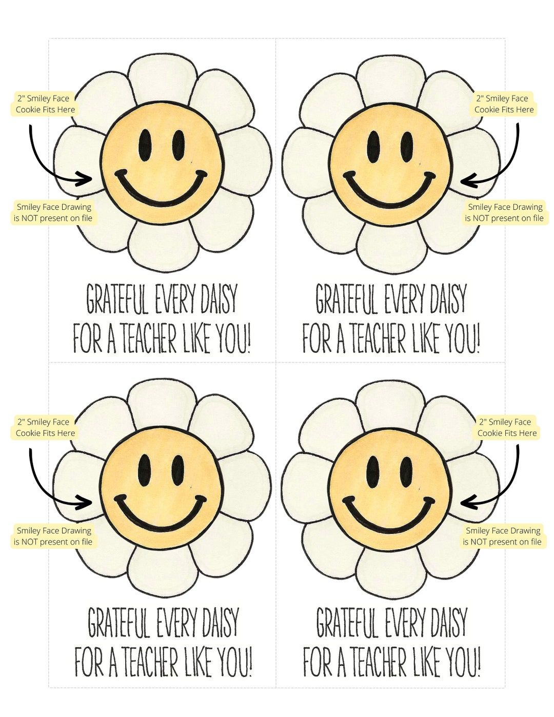 Grateful Every Daisy for a Teacher Like You Cookie Card, Cookie ...