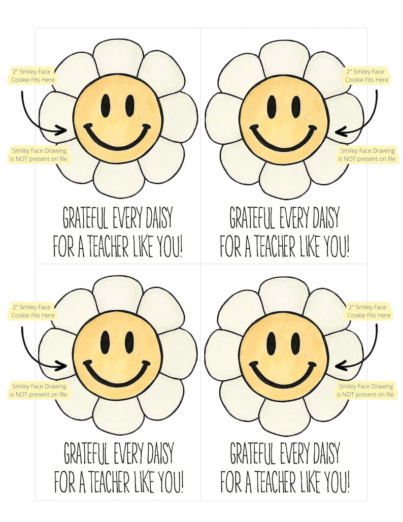 Grateful Every Daisy for a Teacher Like You Cookie Card - Etsy