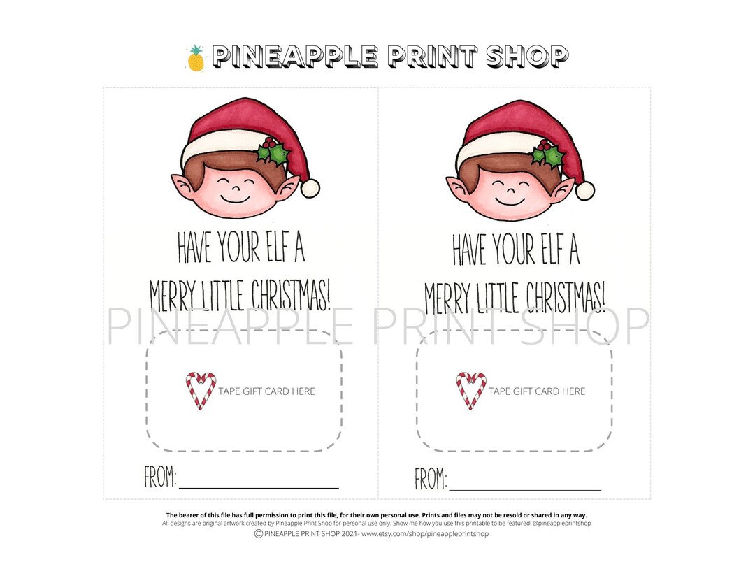 Have Your Elf a Merry Little Christmas Gift Card Printable, Digital ...