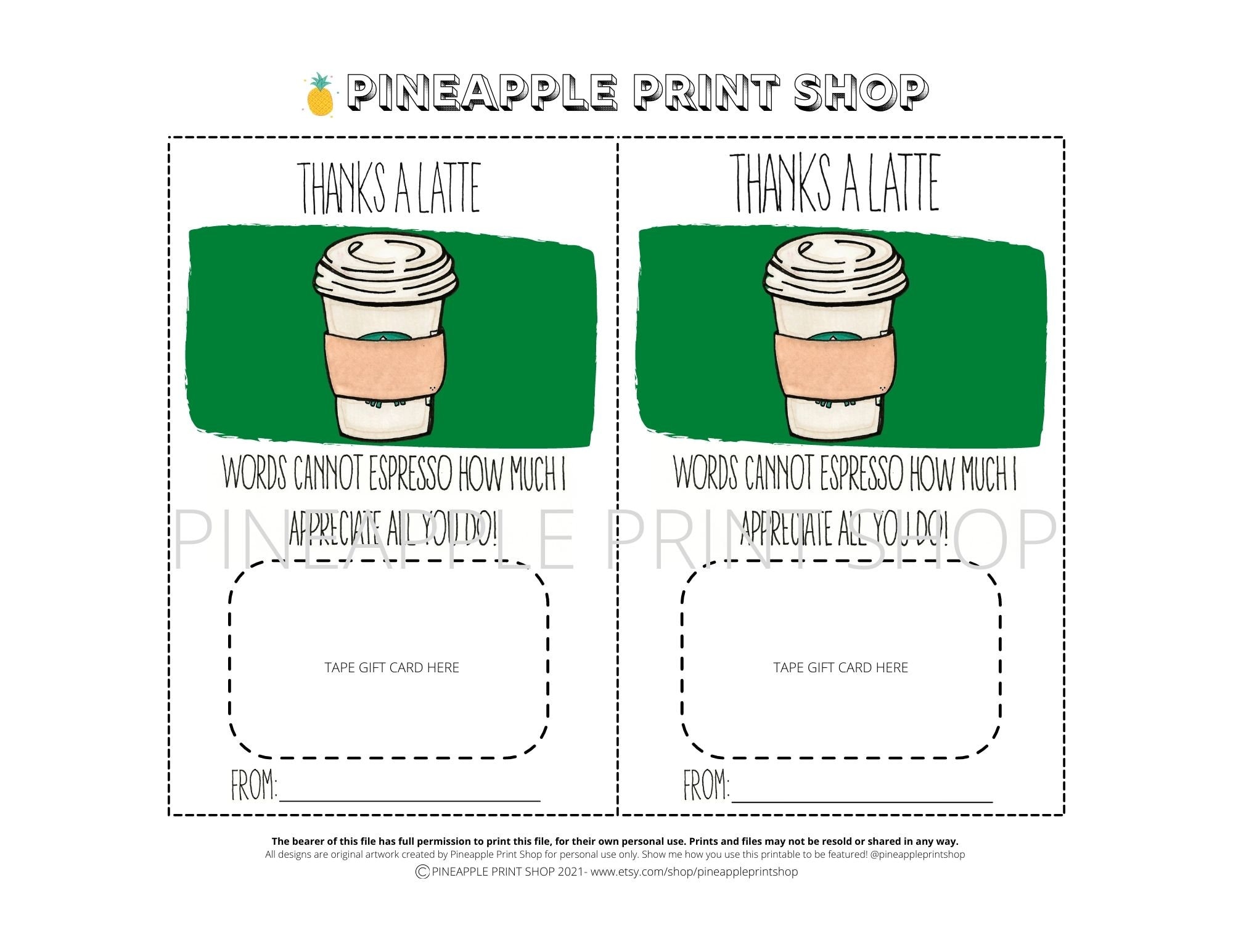 Back to School Teacher Gift Printable Thanks a Latte Gift - Etsy