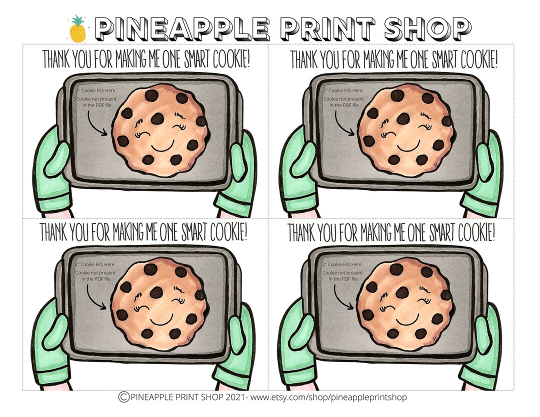 Smart Cookie Teacher Appreciation Card Printable (PDF) - Etsy