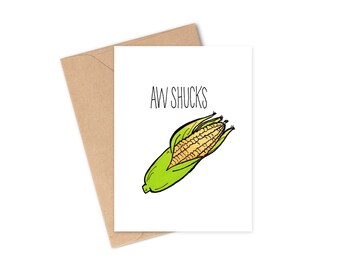 Aw Shucks Thank You Card - Etsy