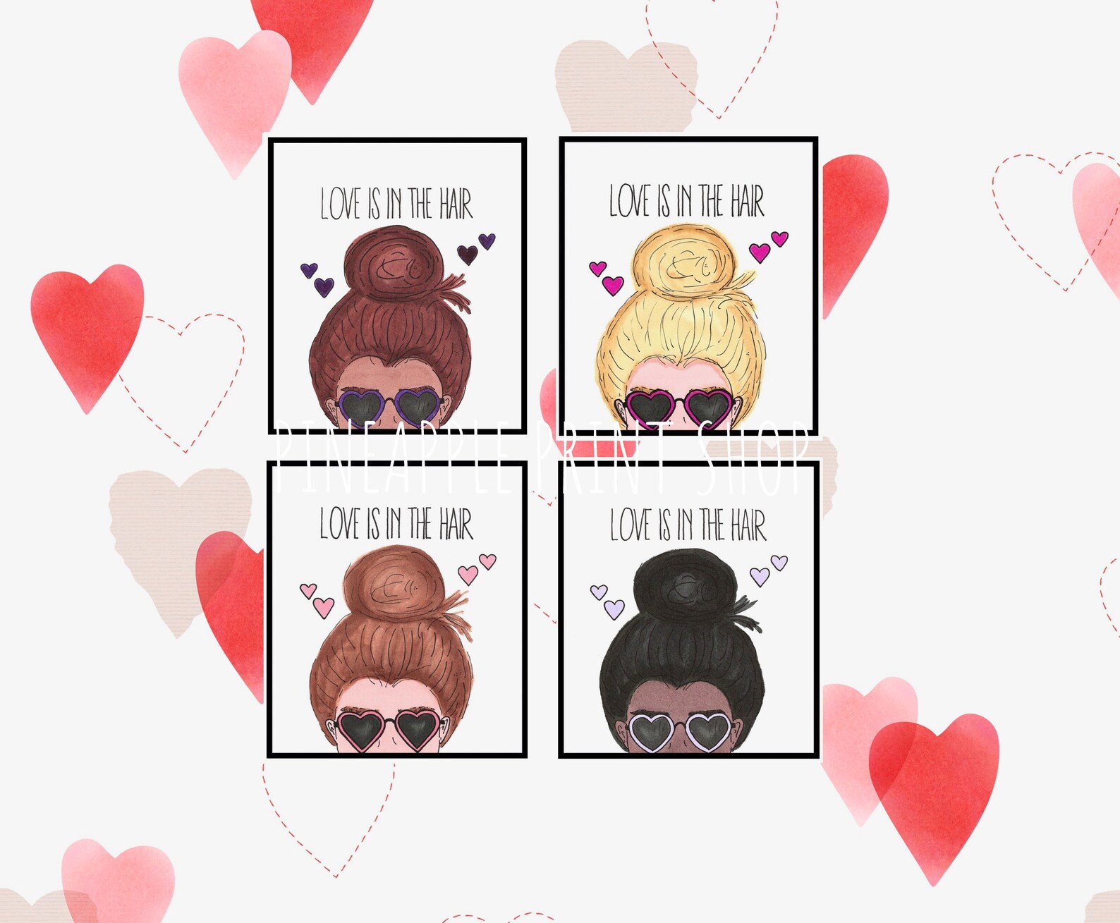 Love is in the Hair Valentine's Day Card: Hair Clip Printable (PDF) - Etsy
