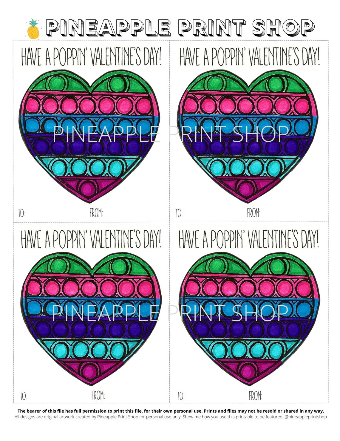 Pop It Valentine's Day Printable, Kids Vday Card, Fidget Toy Valentine ...
