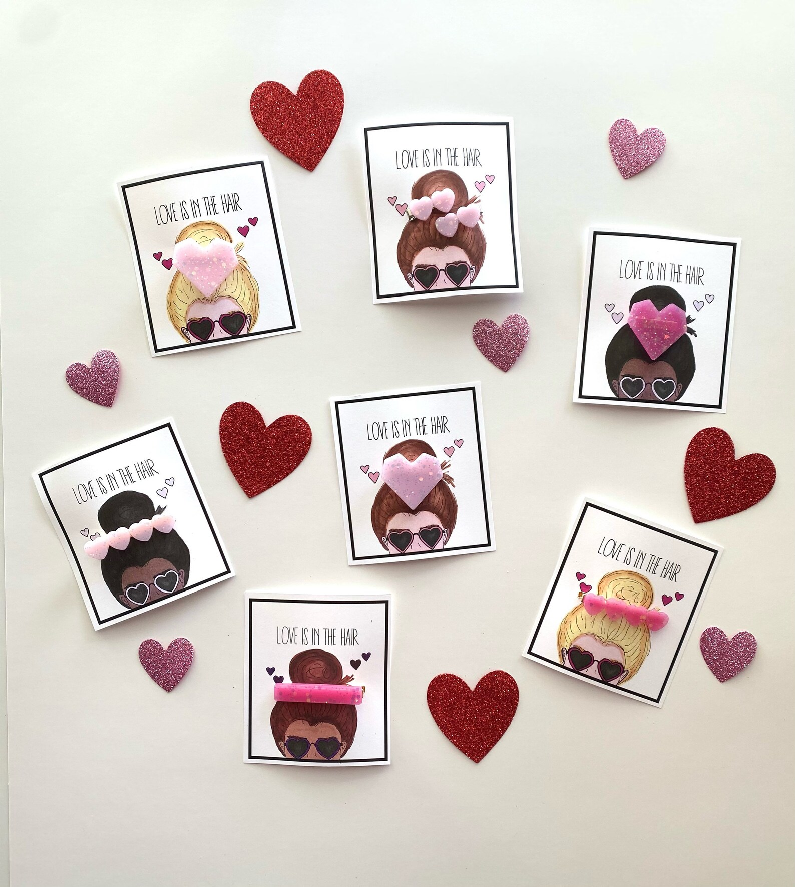 Love is in the Hair Valentine's Day Card: Hair Clip Printable (PDF) - Etsy